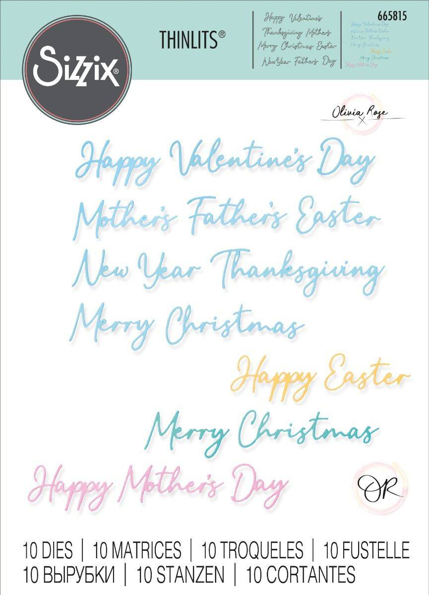 Wykrojnik Sizzix Thinlits - All Occasions by Olivia Rose napisy na różne okazje | [139816 ...