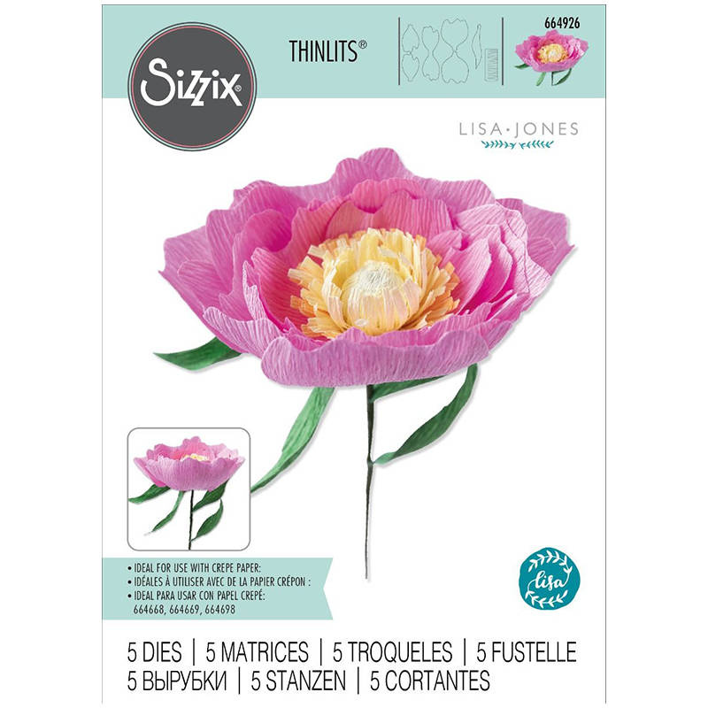 Wykrojnik Sizzix Thinlits - Wild Peony by Lisa Jones peonia | [143215] - sklepik Na Strychu